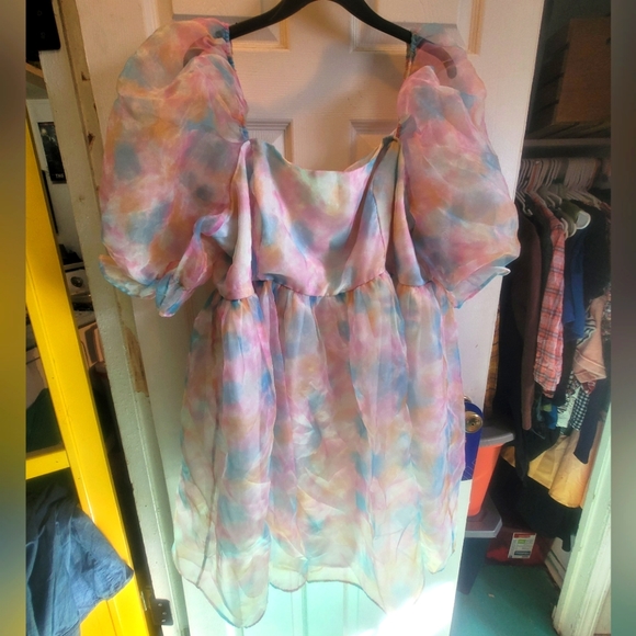 SHEIN | Dresses | Euc Pastel Rainbow Silkie Style Dress | Poshmark